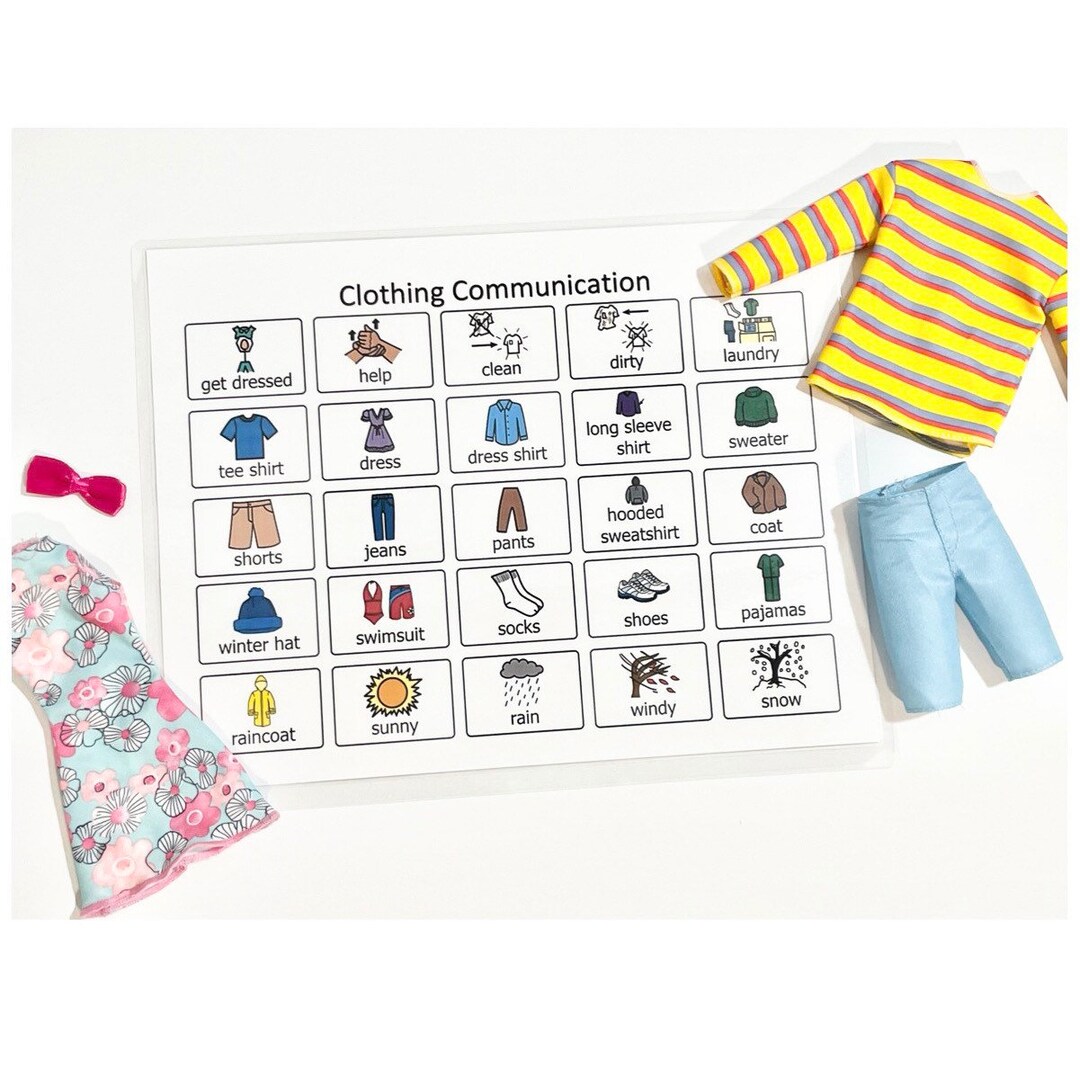 Clothing Communication Board- Autism - Apraxia - Non-verbal - Speech ...