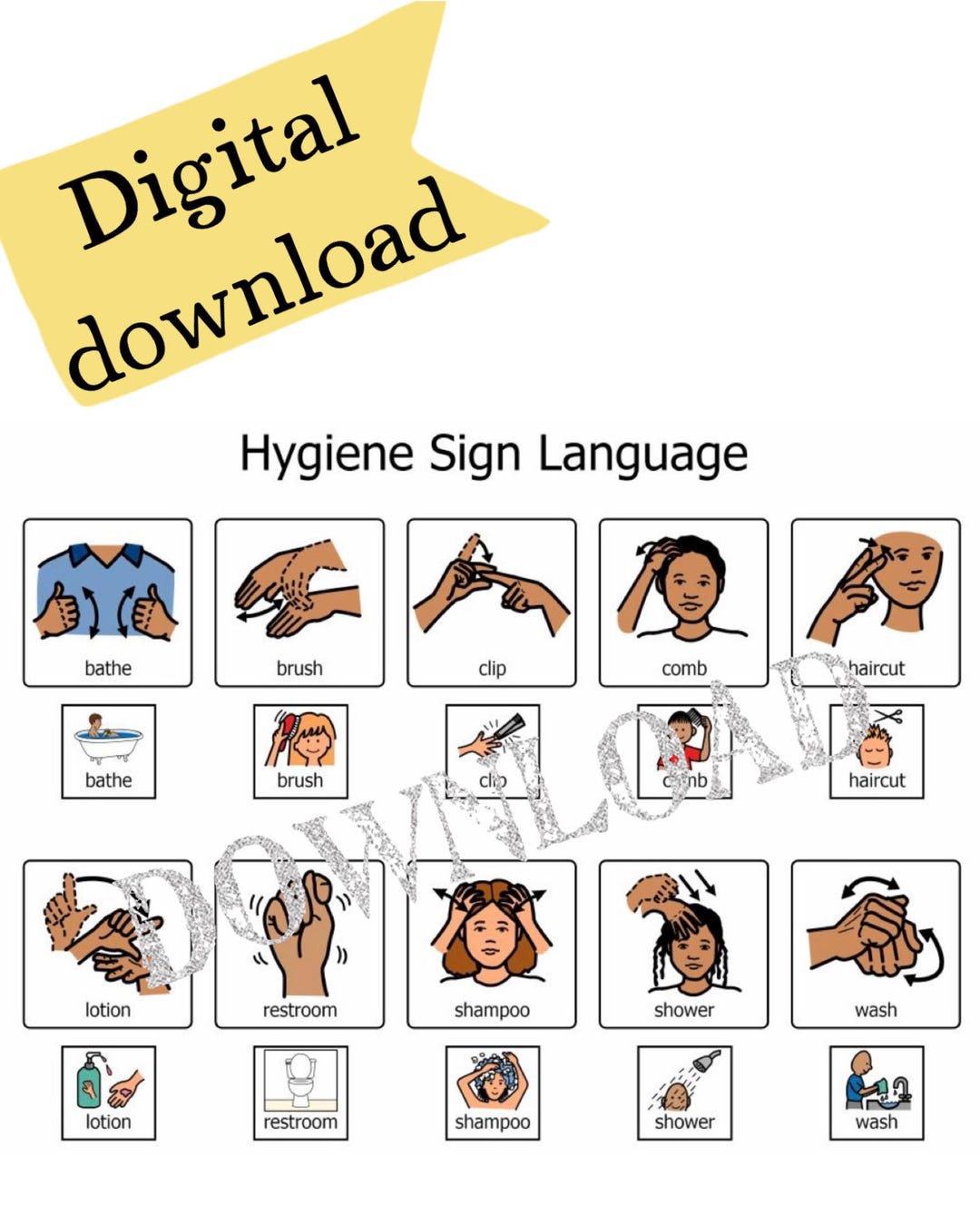 Sign Language Board- Hygiene- Digital Download - Etsy
