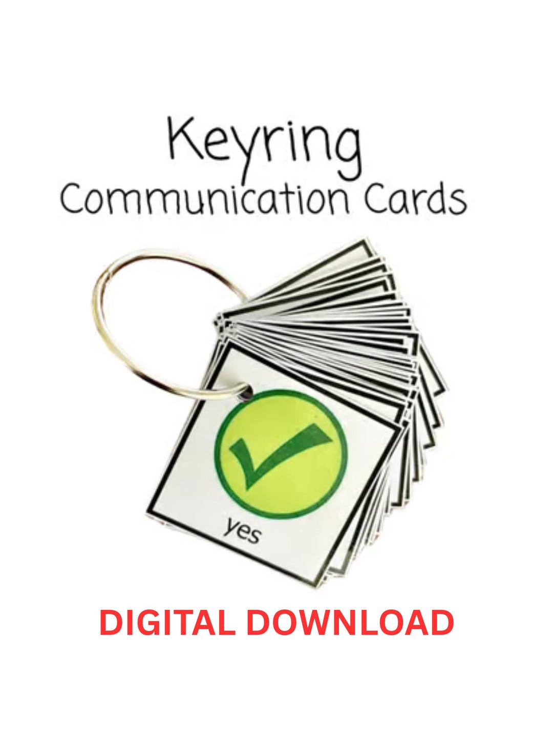 Keyring Communication Cards for Non-verbal and Autism- Digital Download ...