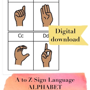 A-Z Alphabet, Sign Language Cards, 4 per Page- Digital Download - Etsy