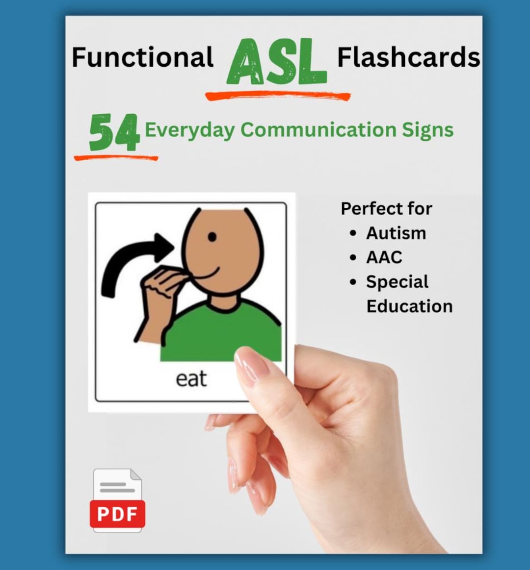 Functional ASL Flashcards | 54 Everyday Communication Signs | Autism ...