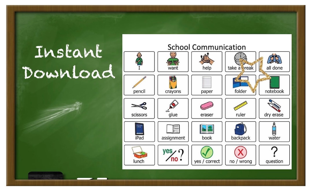 School Communication Board- Digital Download- Autism - Apraxia - Non ...