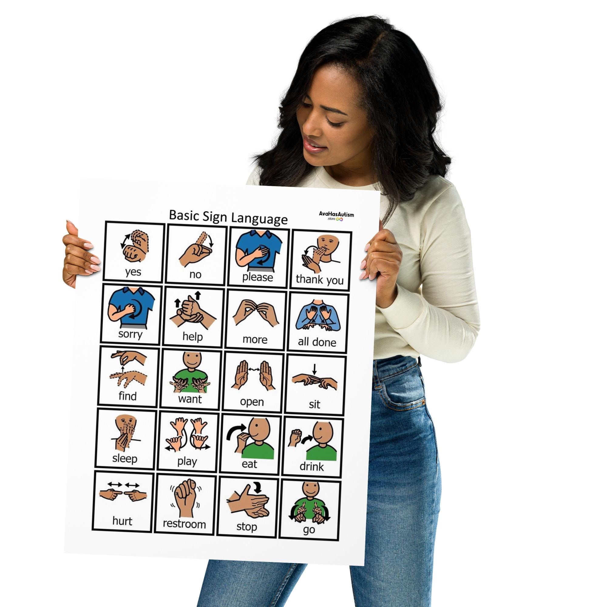 ASL Basic Sign Language Poster for Kids or Classroom - Etsy Australia