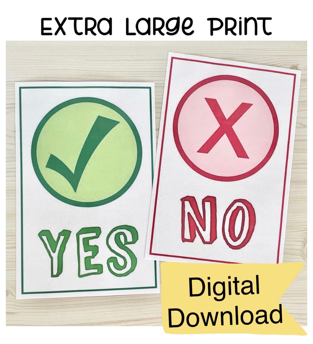 Yes and No Cards Large Print Digital Download - Etsy
