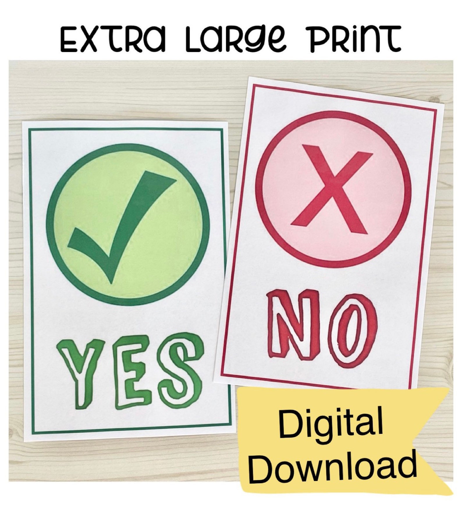 Yes and No Cards Large Print Digital Download - Etsy