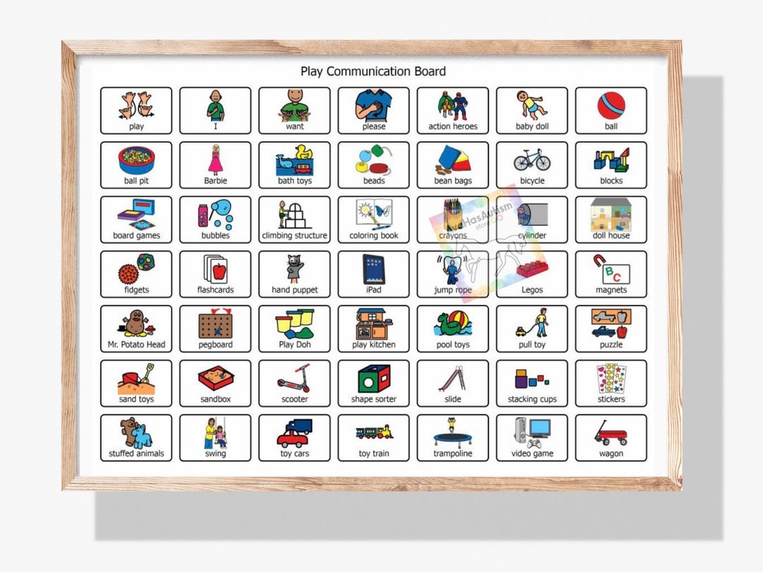 Play- Communication Board-49- Nonverbal- Autism- Apraxia - Etsy