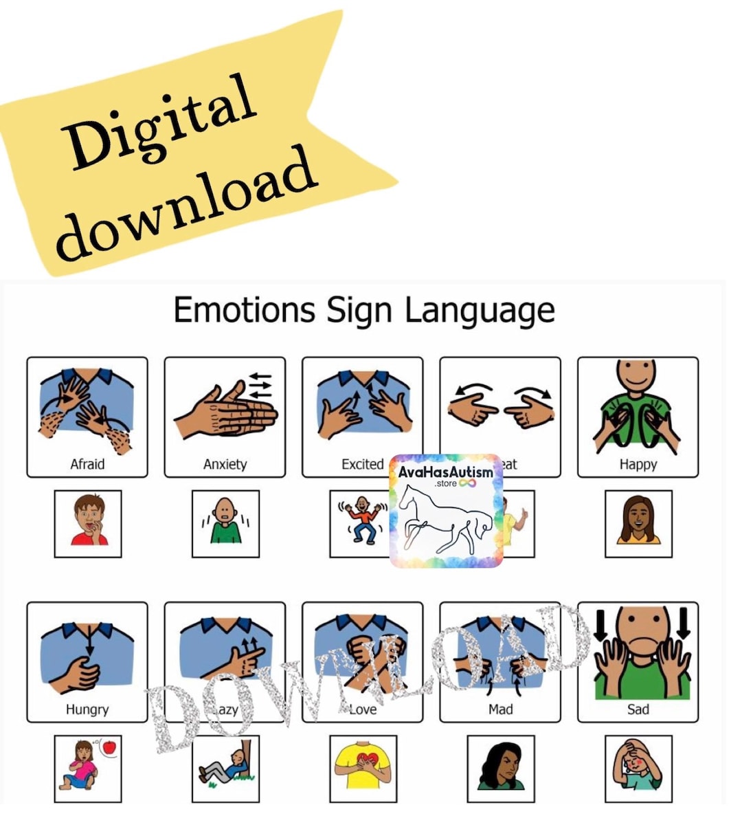 Sign Language Board- Emotions- Digital Download- Special Education ...