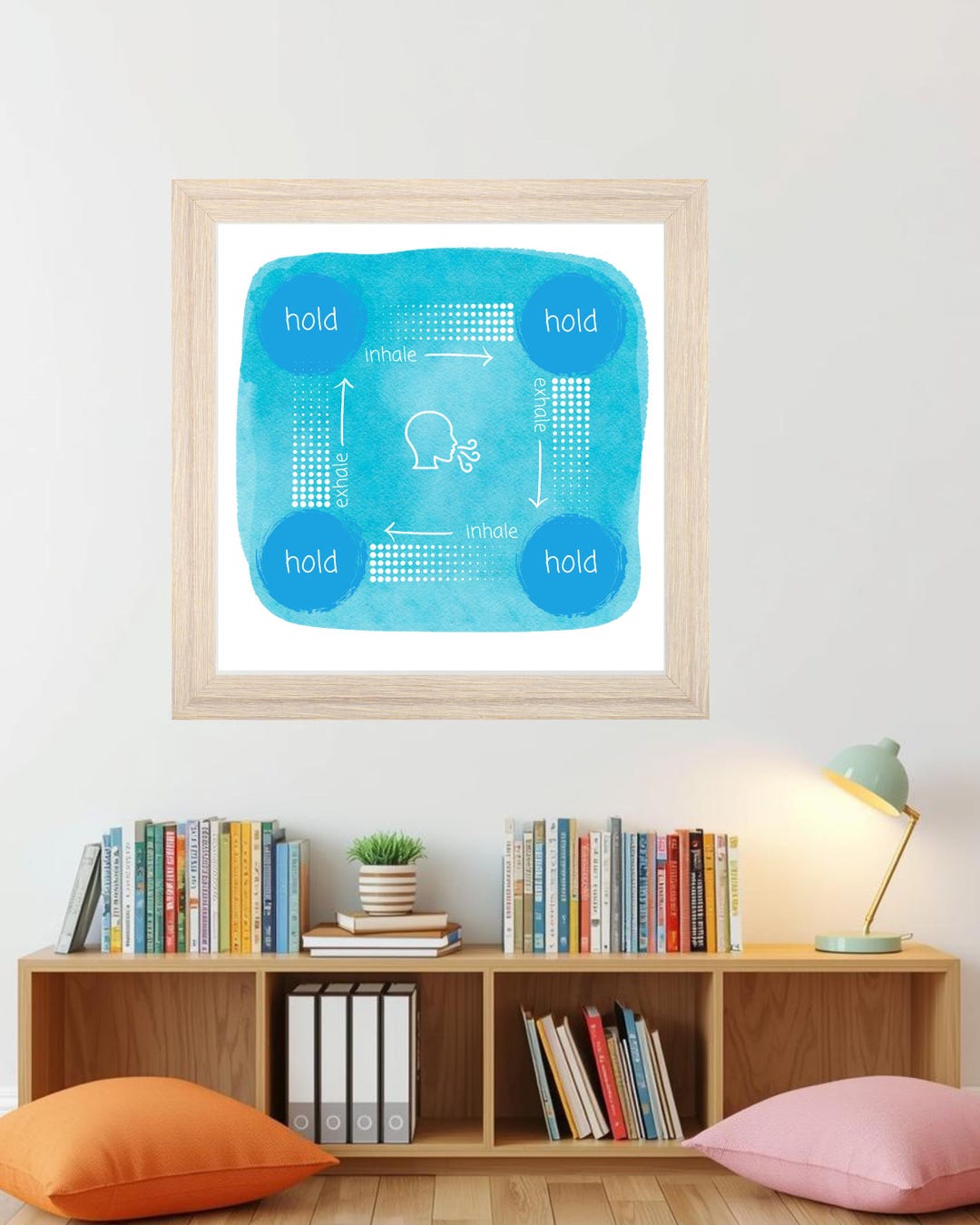 Calming Breathing Poster, Square Mindfulness Wall Art for Anxiety ...