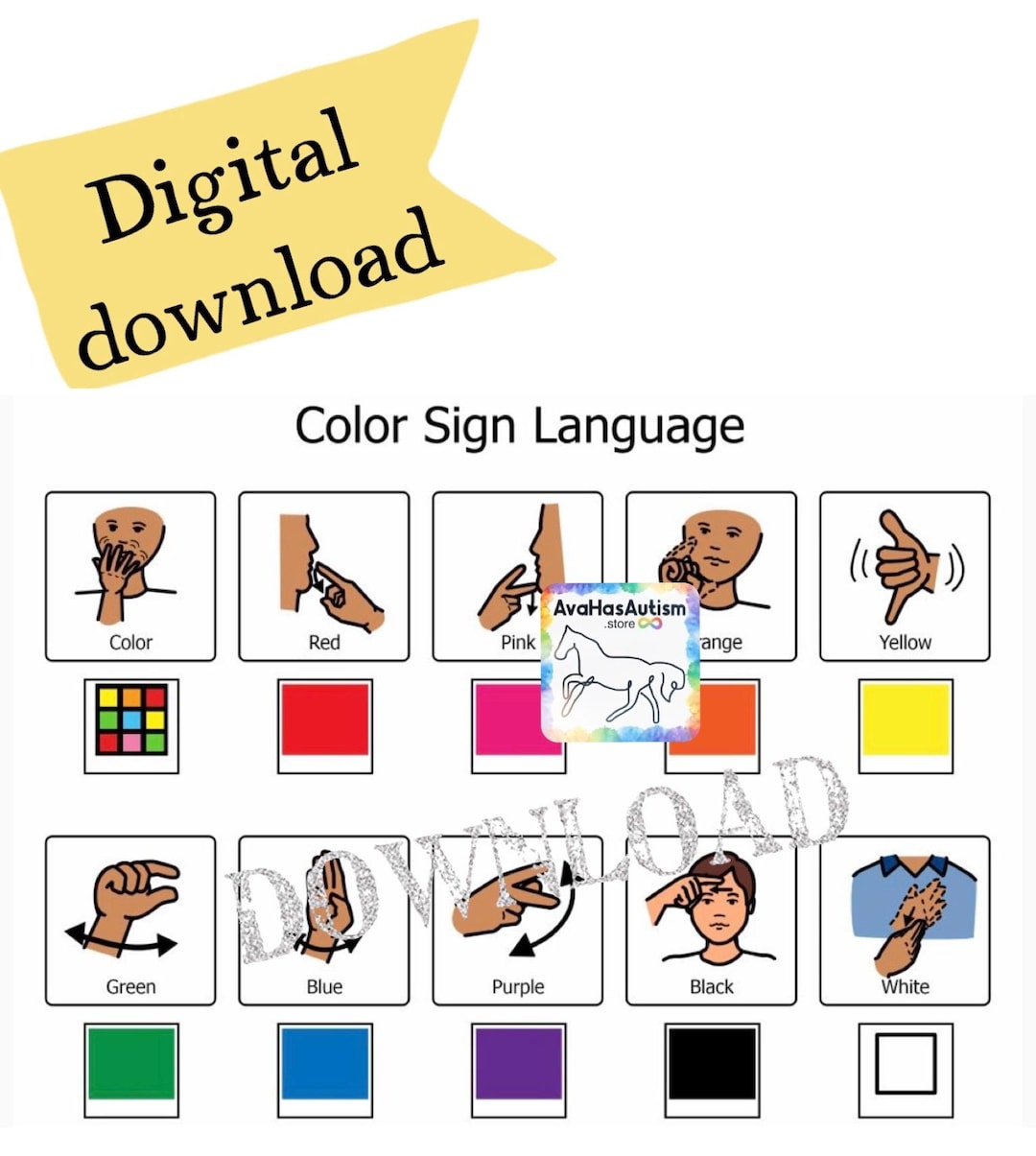 Sign Language Board- Colors- Digital Download - Etsy