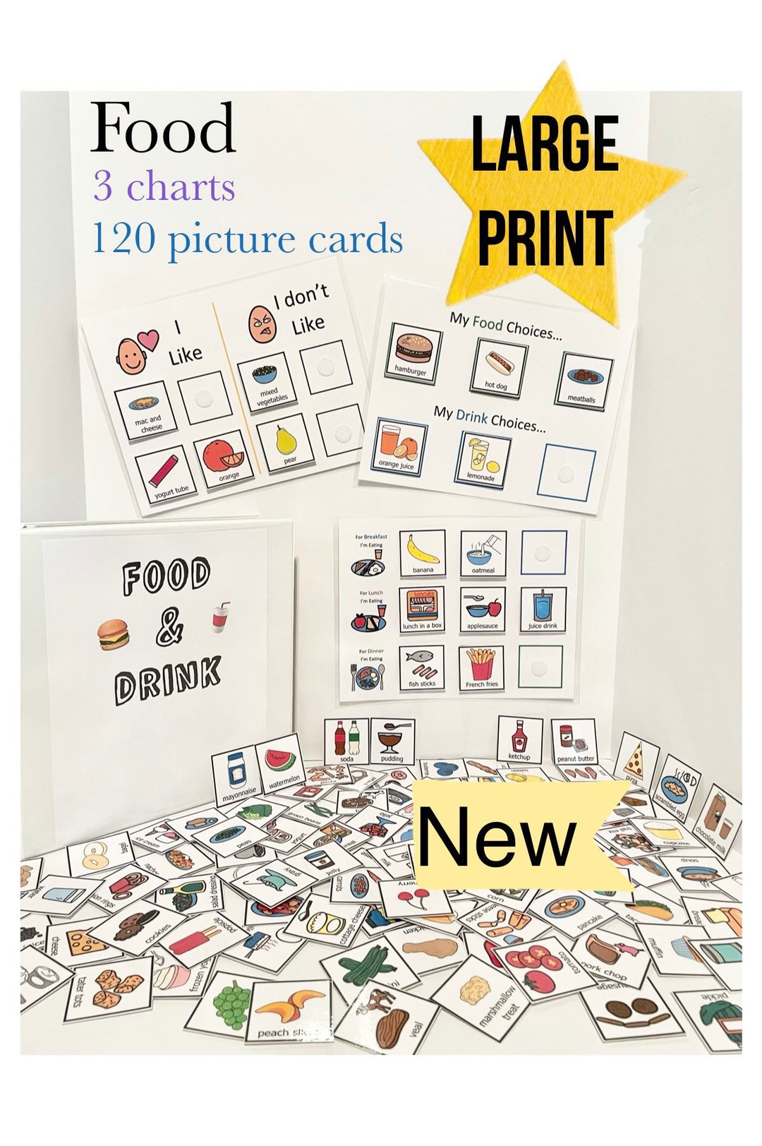 Food and Drink Binder- Large Print- Food Therapy- Autism- Apraxia - Etsy