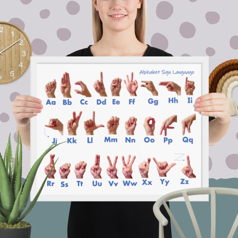 Sign Language Alphabet Framed Poster - Etsy