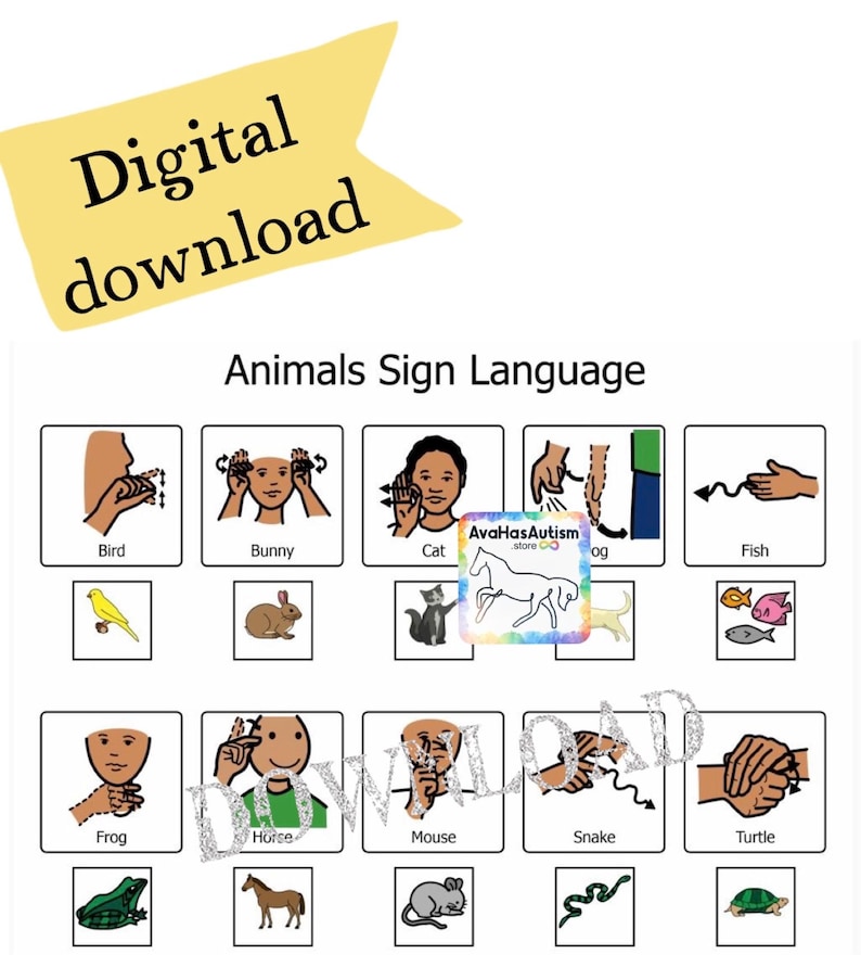 Sign Language Board Animals Digital Download - Etsy