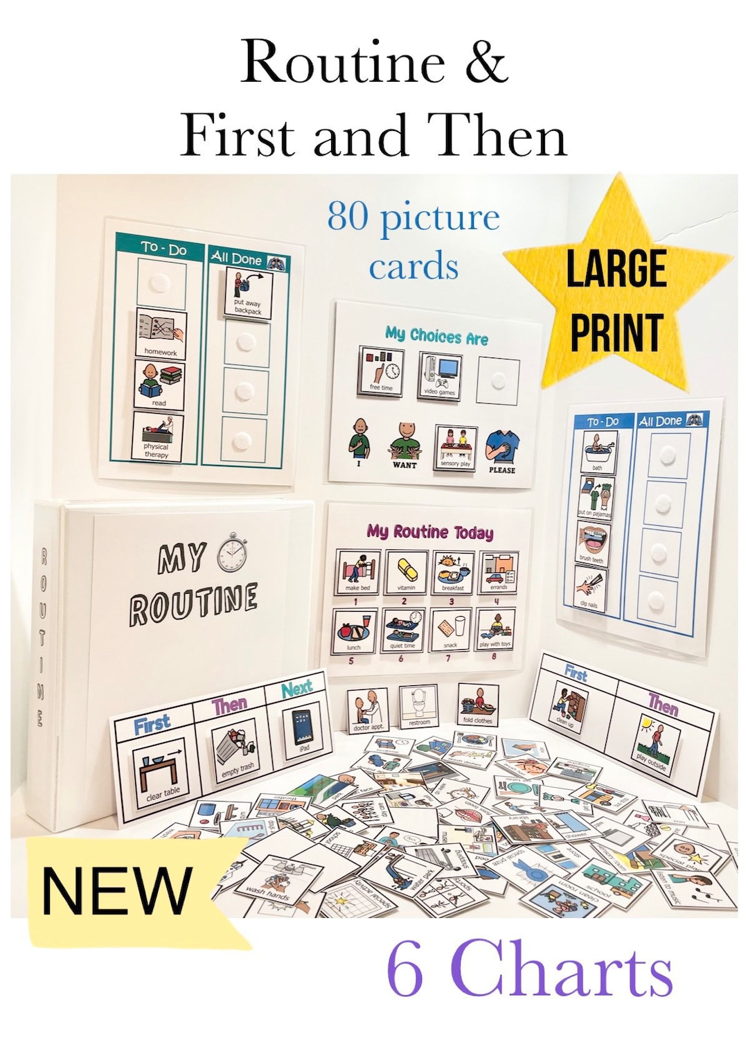 Routine and First & Then- Large Print- Autism - Etsy