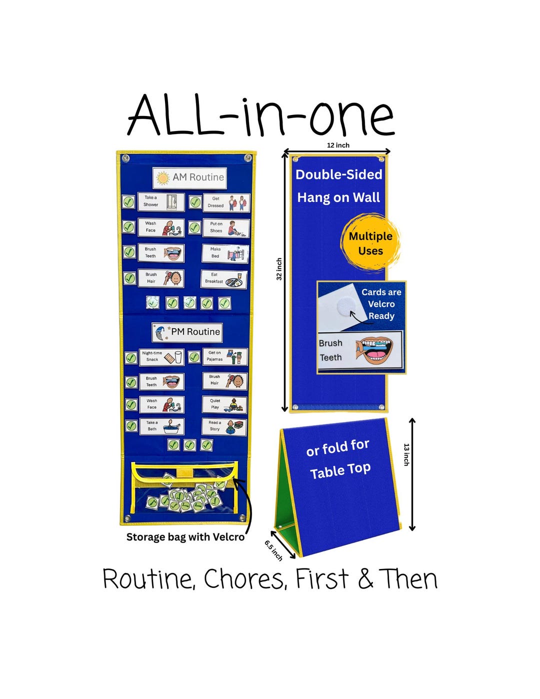 All-in-one Visual Schedule System, AM/PM Routine, Chores, First/then ...