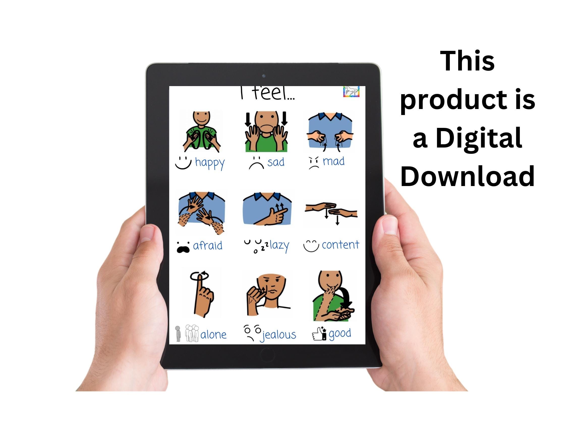 ASL Feelings Sign Language Board for Special Education- Digital ...