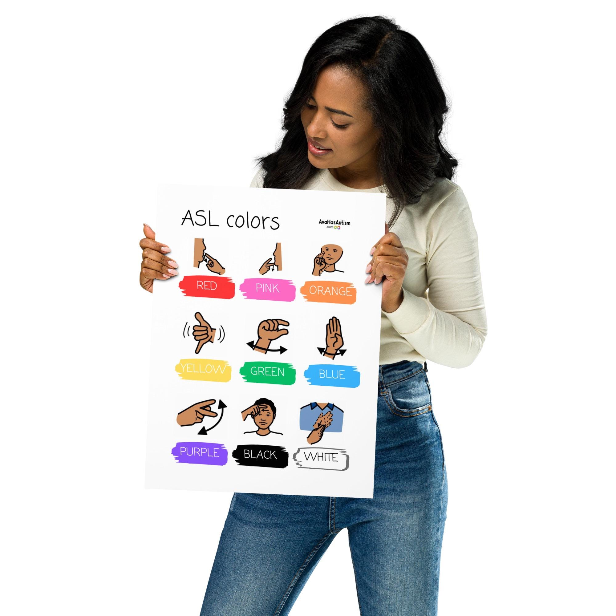 ASL Basic Sign Language Colors Poster - Etsy