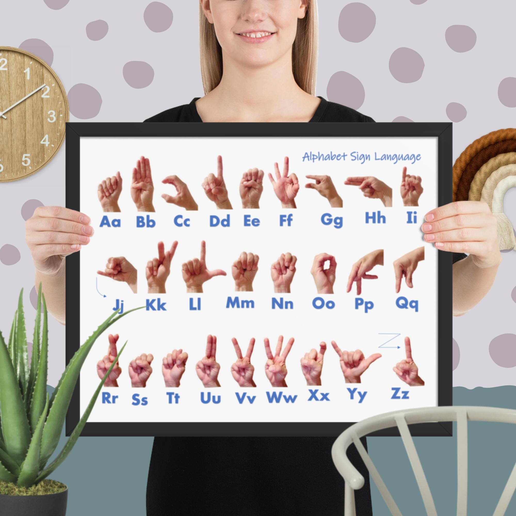 Sign Language Alphabet Framed Poster - Etsy