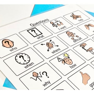 Questions Communication Board- Autism - Apraxia - Non-verbal - Speech ...