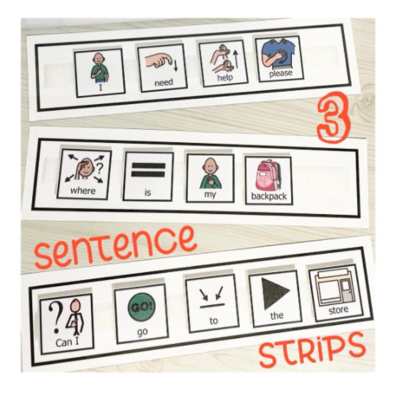 Picture Communication Sentence Builder 380 Cards Autism | Etsy
