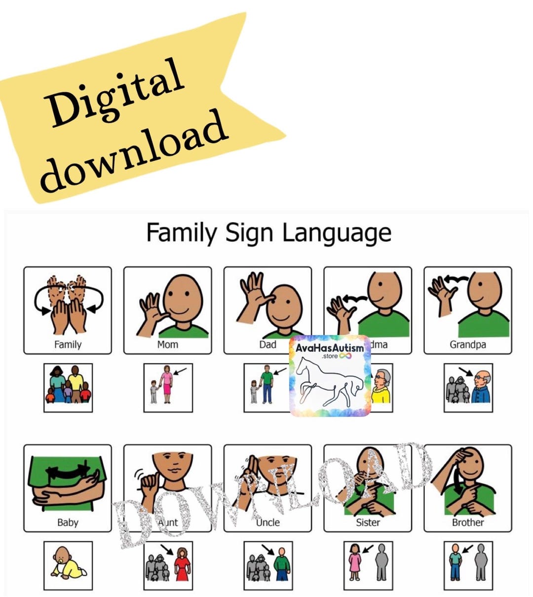 Sign Language Board- Family- Digital Download- Special Education ...