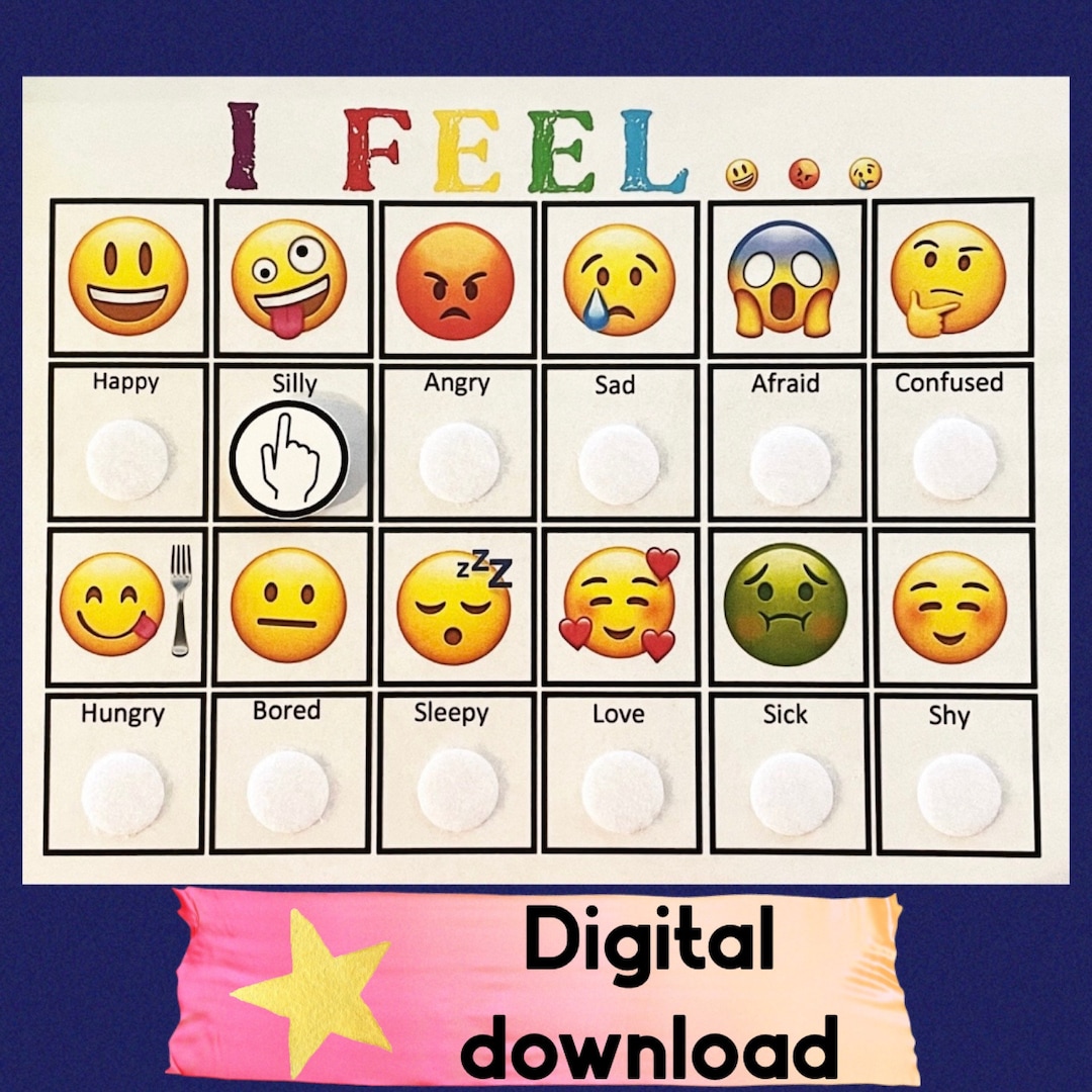 I Feel Chart- 12 Emotions- Digital Download - Etsy