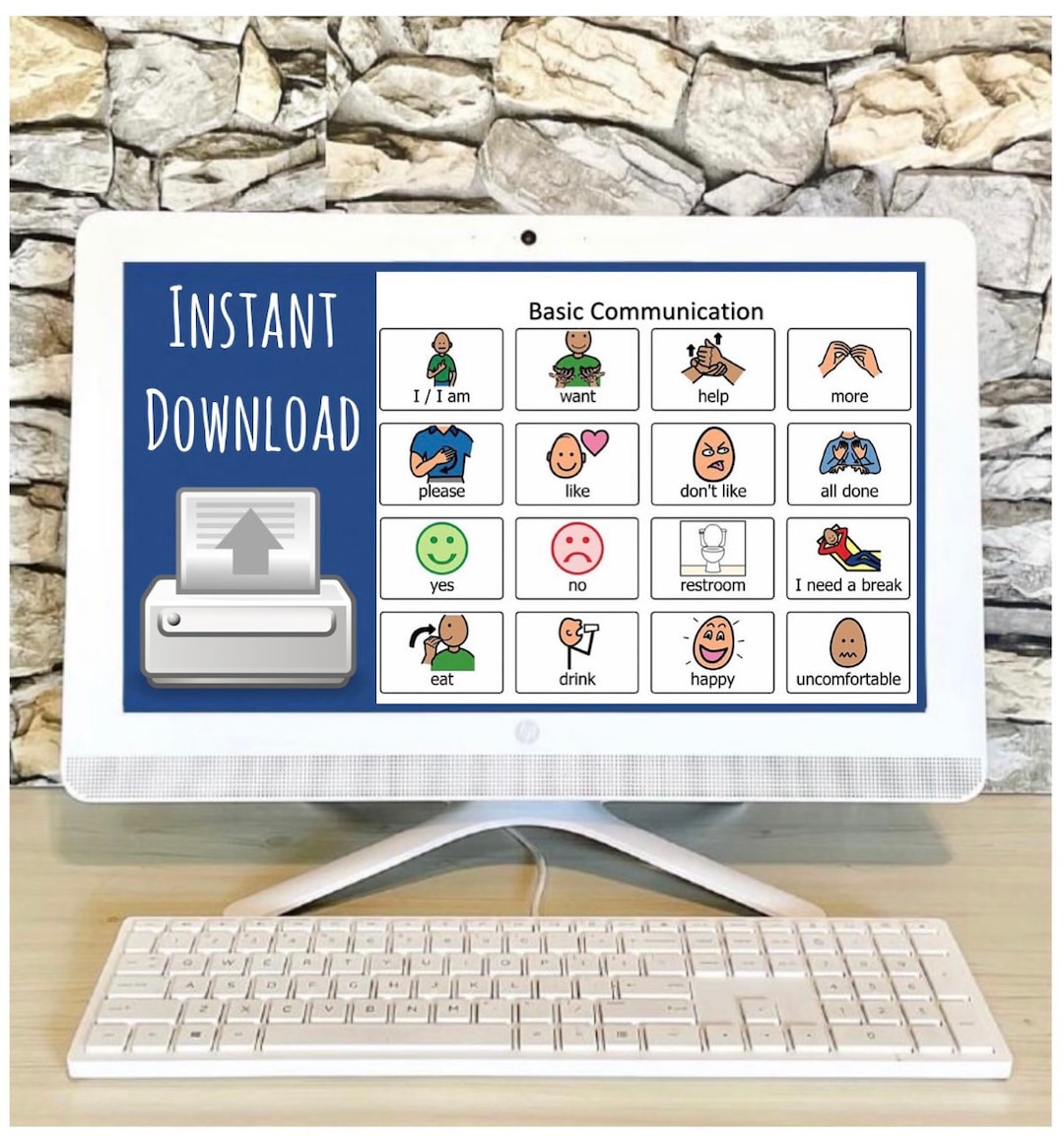 Basic Communication Board- Digital Download- Autism - Apraxia - Non ...
