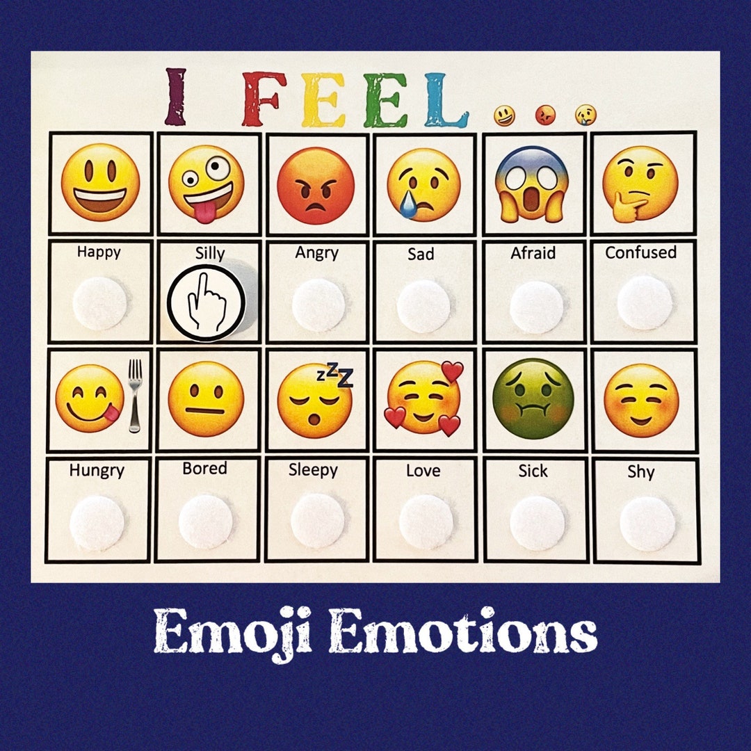 Emotions With Emojis Children Autism Therapy Counseling - Etsy Canada