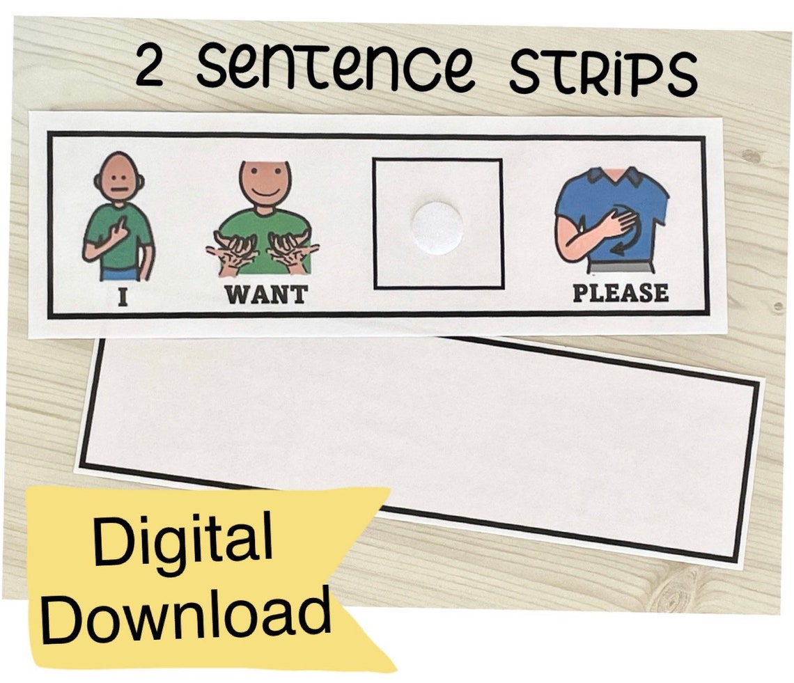 Sentence Strips- "i Want Please" and Blank- Communication Digital ...
