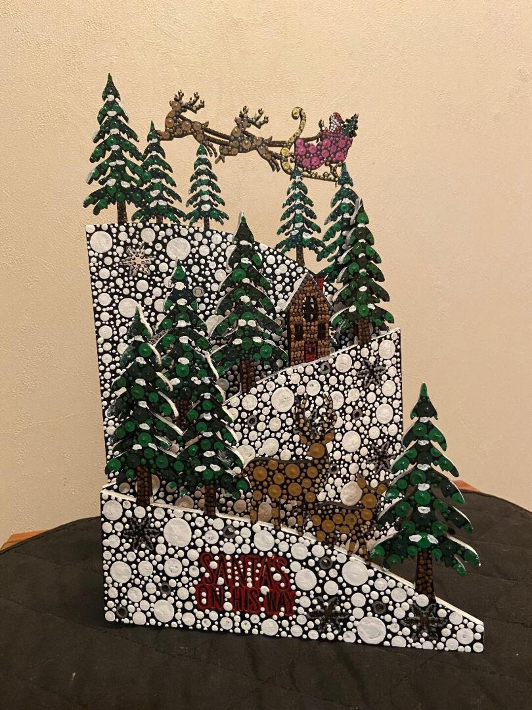 Handmade Hand Painted Santas on His Way Wood Decor - Etsy