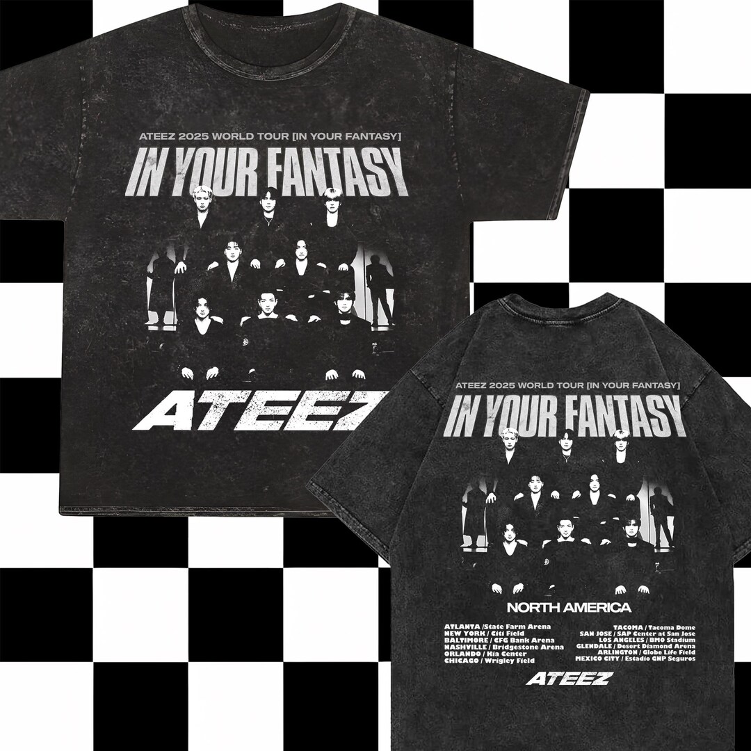 Ateez 2025 World Tour in Your Fantasy Mineral Washed Tee, Ateez World ...