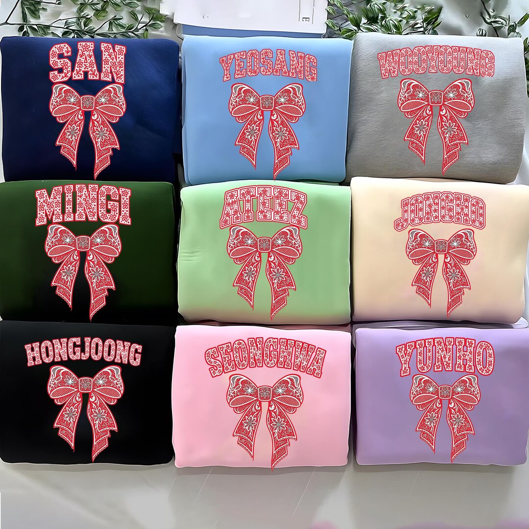 Ateez Members Bow Sweatshirt, Ateez 2025 World Tour in Your Fantasy ...