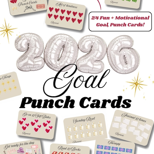 2026 Goal Punch Cards - Etsy UK