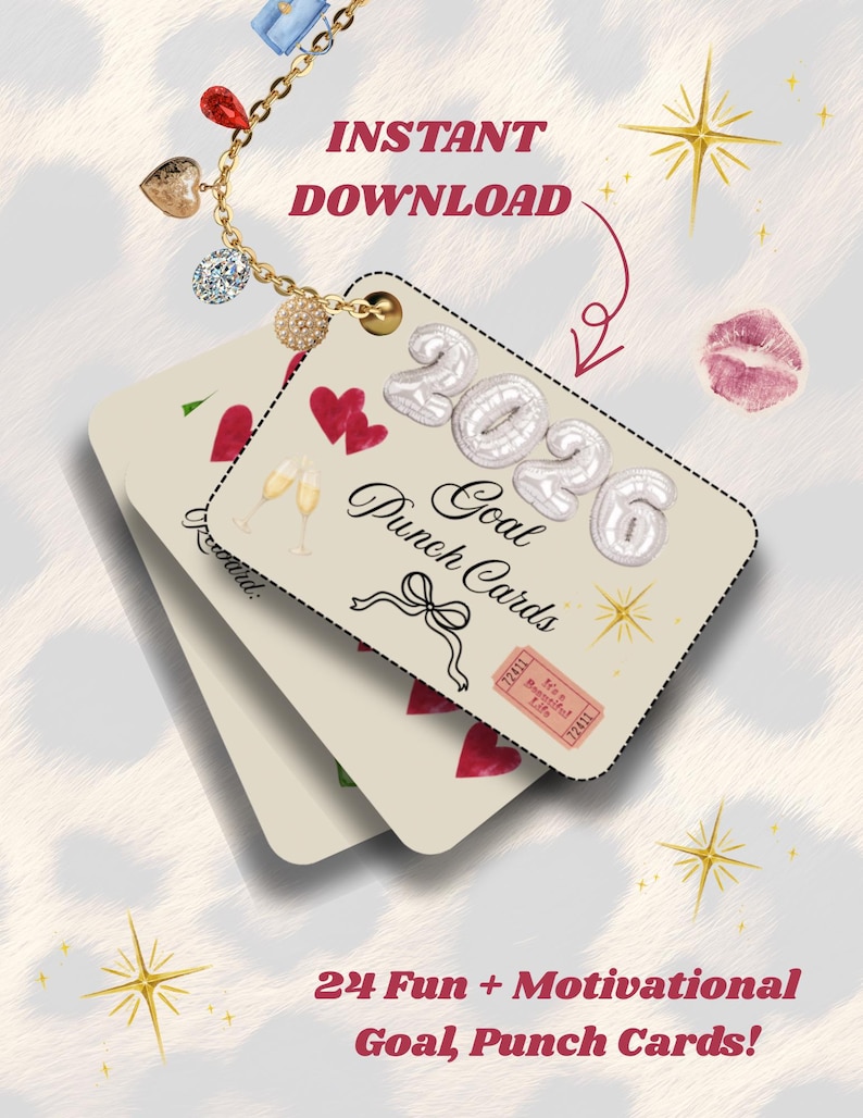 2026 Goal Punch Cards Printable | Goal Tracker | Habit & Self Care ...