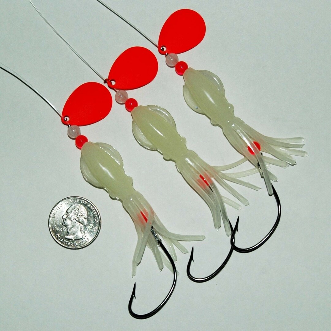 Best FLUKE (summer Flounder) B2 SQUID Bottom Fishing Glow Lures Neon ...