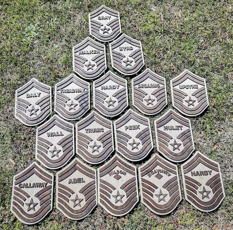 Smsgt Plaques-rank-air Force-stripes-american Flag-line Number-senior ...