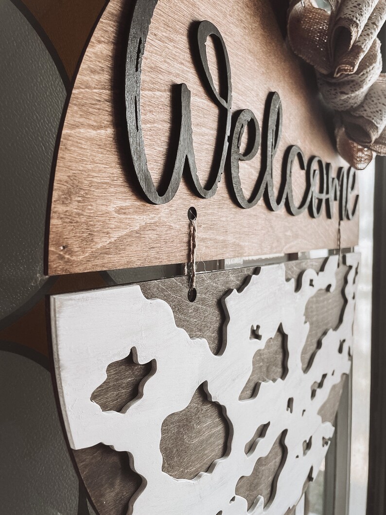 Cow Print Door Hanger-cute-cow Lovers-rustic-farmhouse-welcome - Etsy