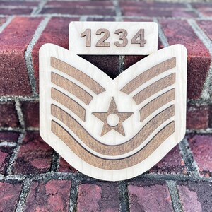 Tsgt Plaques-rank-air Force-stripes-american Flag-line Number-tech ...