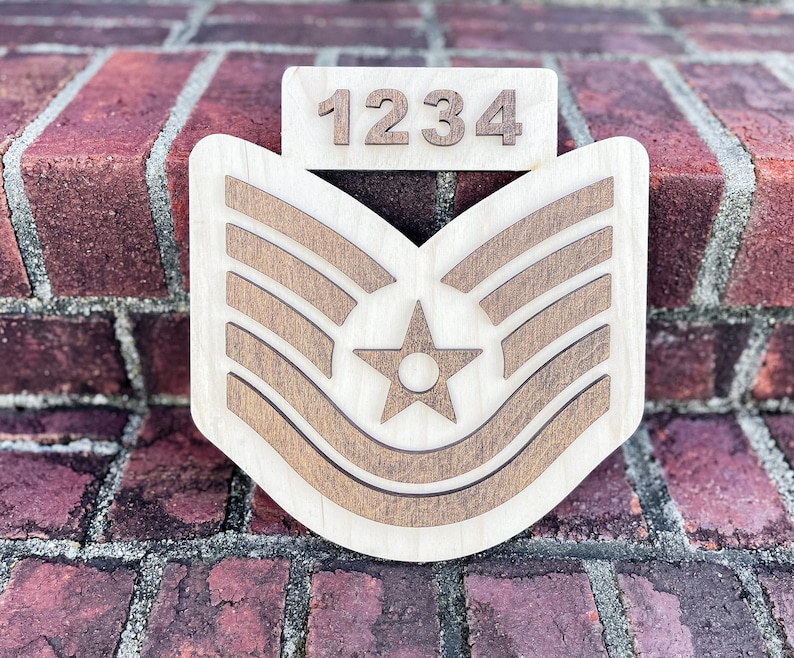 Tsgt Plaques-rank-air Force-stripes-american Flag-line Number-tech ...