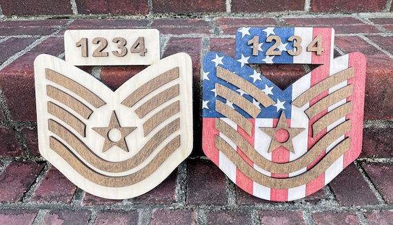 Tsgt Plaques-rank-air Force-stripes-american Flag-line - Etsy