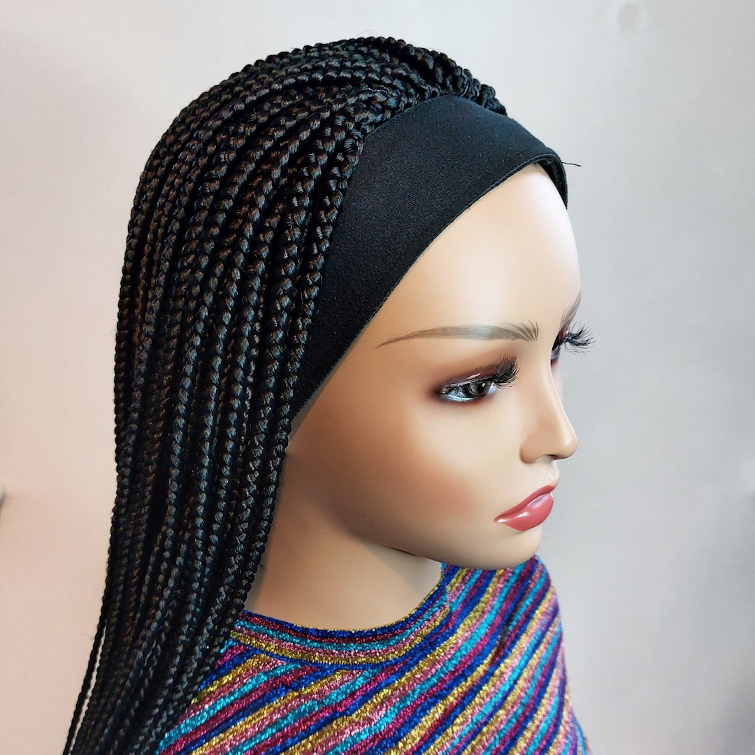 Braided Wigs for Black Women Braided Headband Wig: Glueless Protective ...