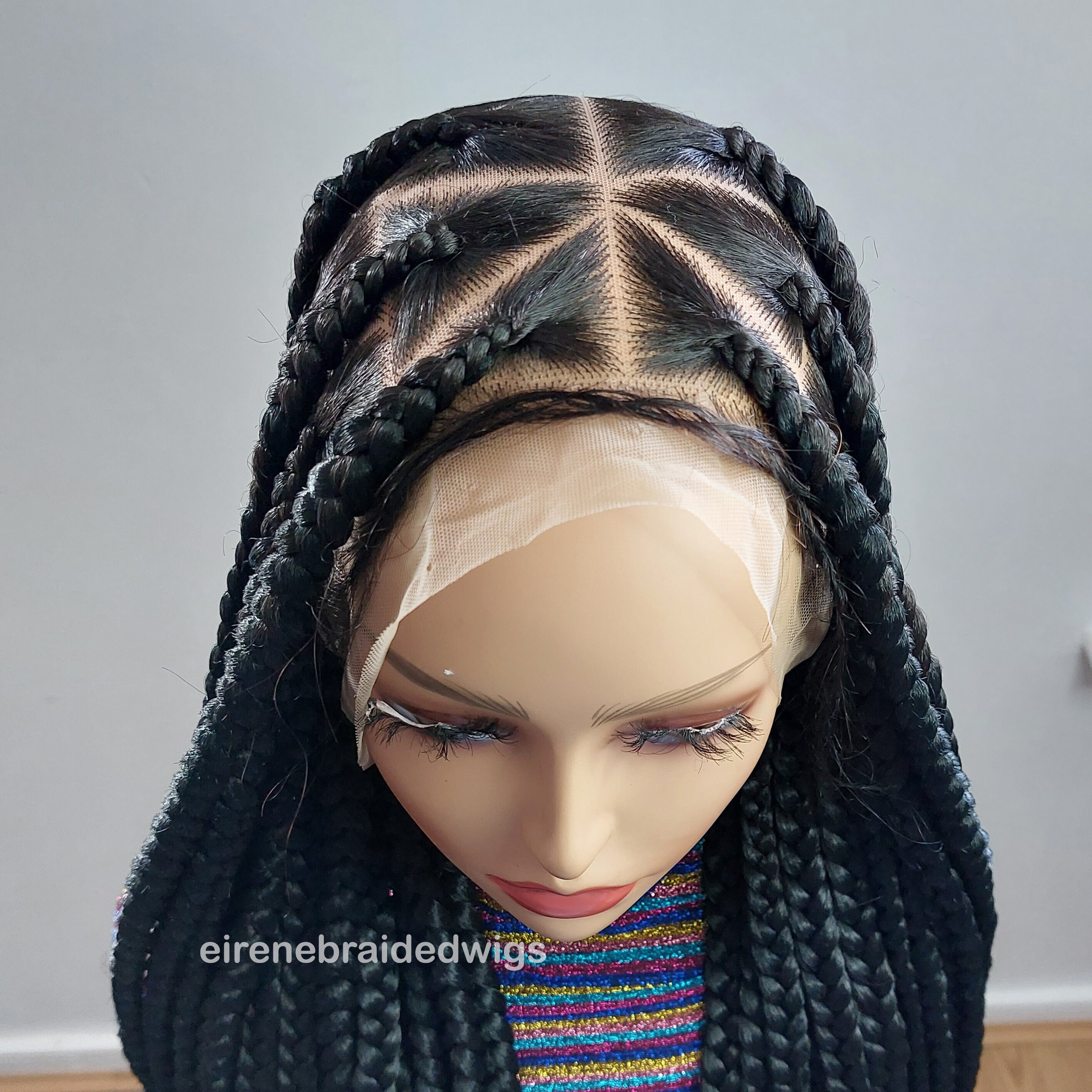 Knotless Big Box Braids Wig for Black Women, Lace Frontal Human Hair ...