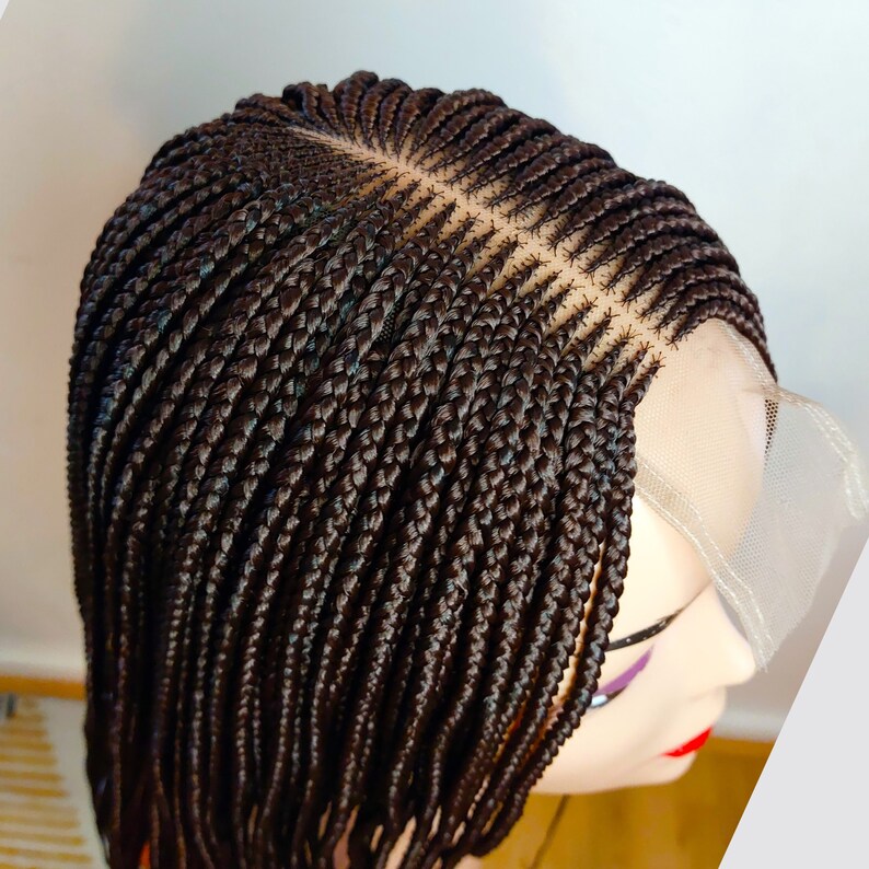 Fulani Conrow Braided Wig for Black Women, Ghana Weaving Box Braids Wig ...