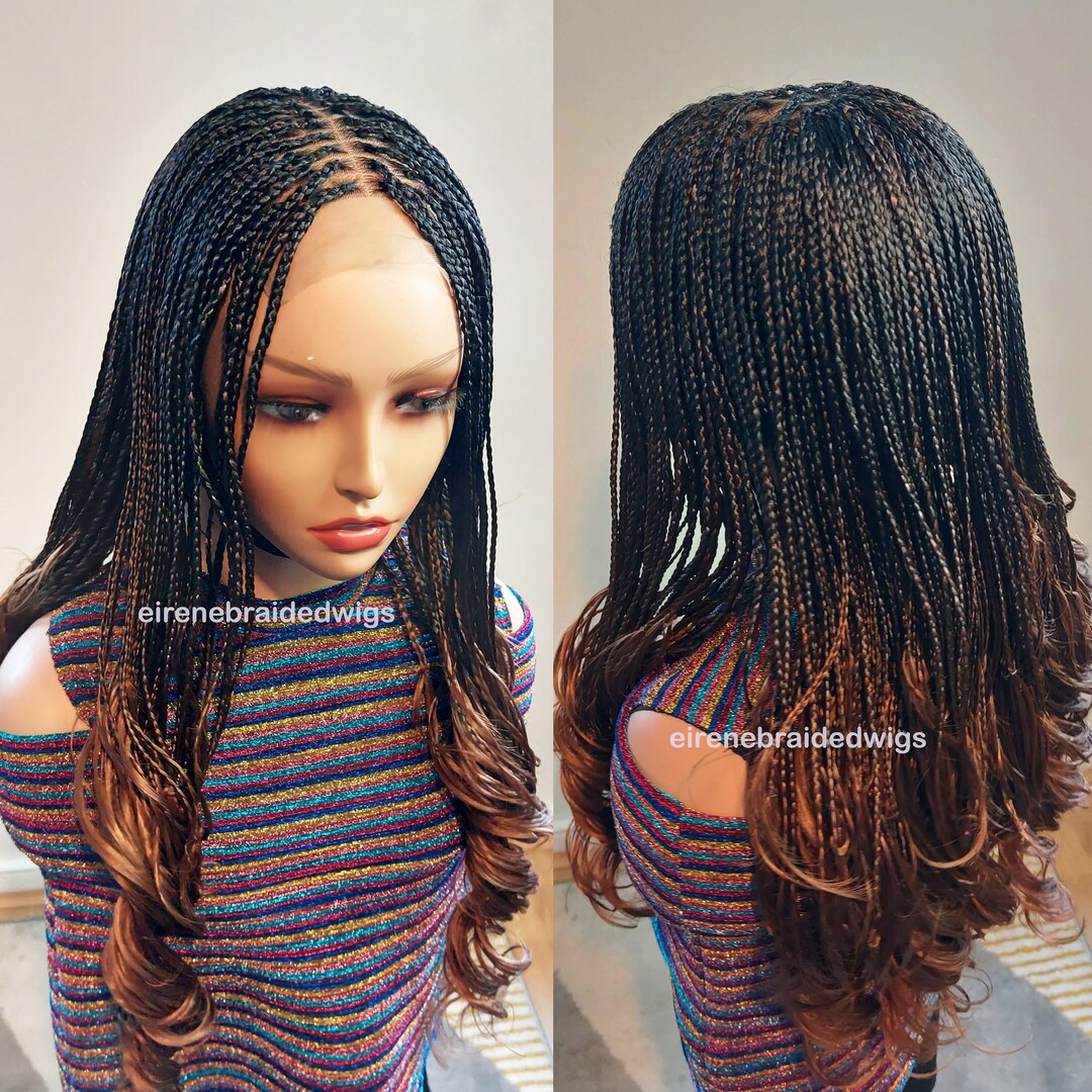 Full Lace Frontal Knotless Box Braids Wig For Black Women French Curls