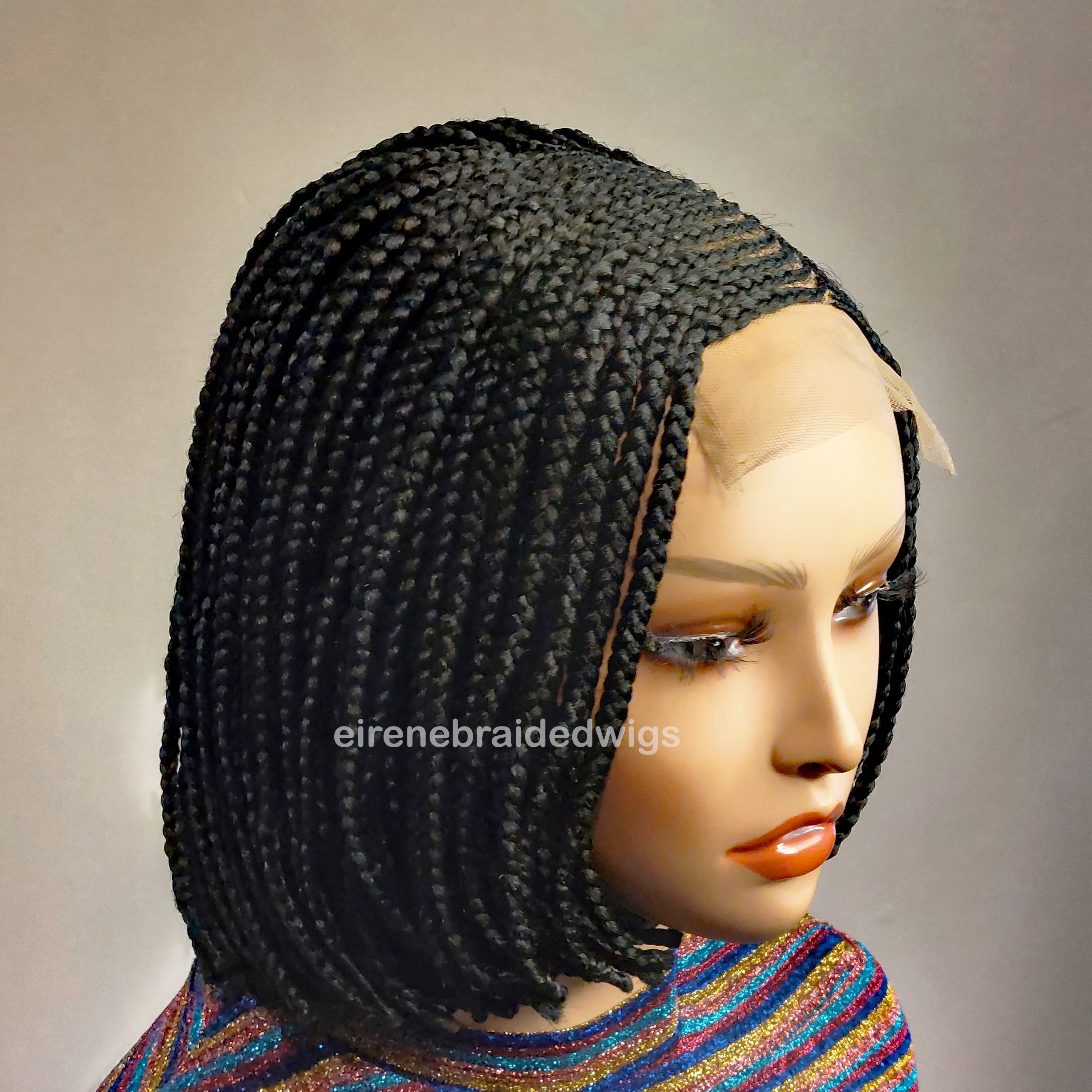 Bob Braids Wig, Bob Wig for Black Women, Short Black Wig, Conrow Wig ...