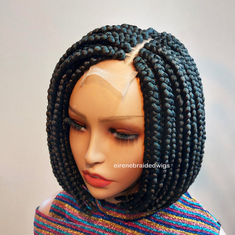 Bob Wig, Braided Wig for Black Women, Short Box Braids Wig, Blunt-cut Jumbo Braids, Light-weight ...