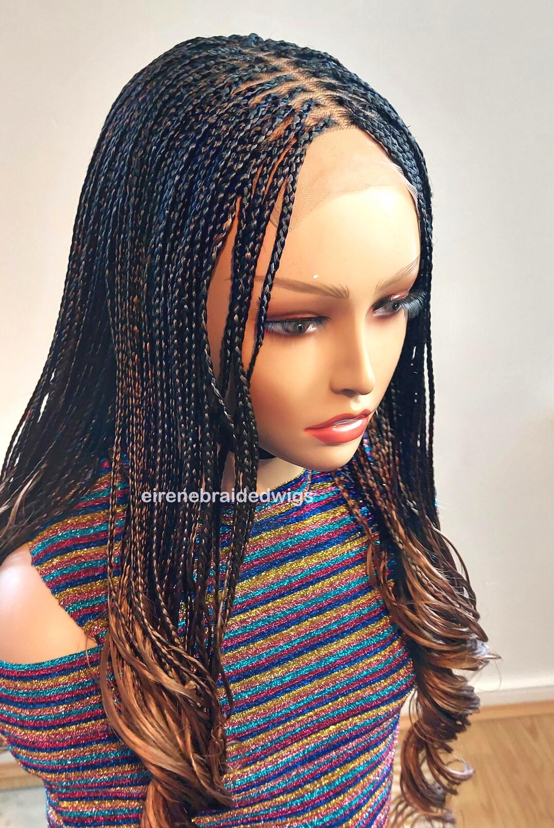Spanish Curl Knotless Box Braids Wig for Black Women, French Curls Silk ...