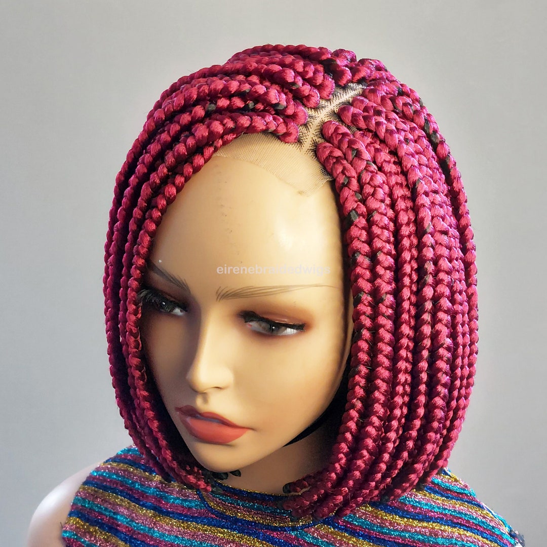 Short Wig for Black Women, Chunky Box Braids Bob Wig, 10inch Single ...