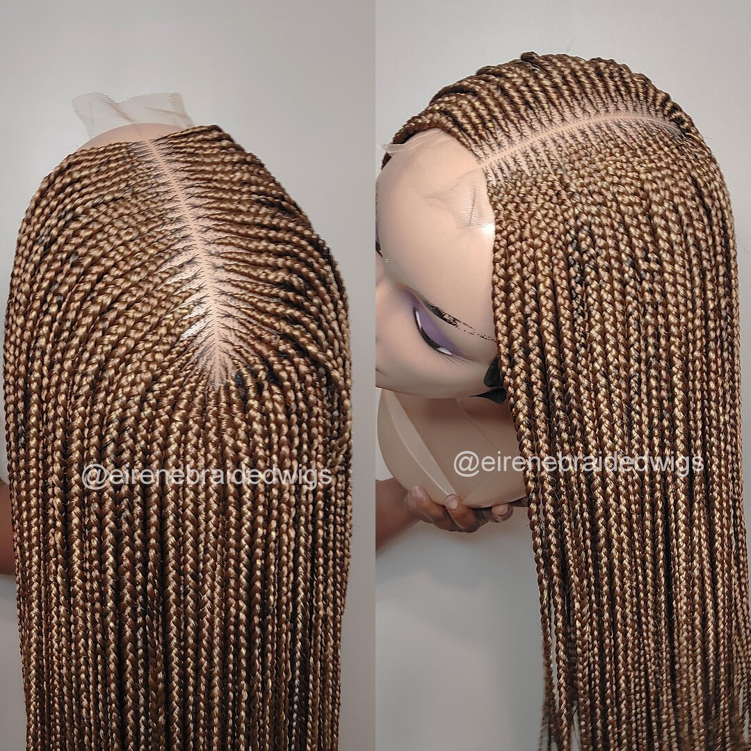 Fulani Conrow Braided Wig for Black Women, Ghana Weaving Box Braids Wig ...