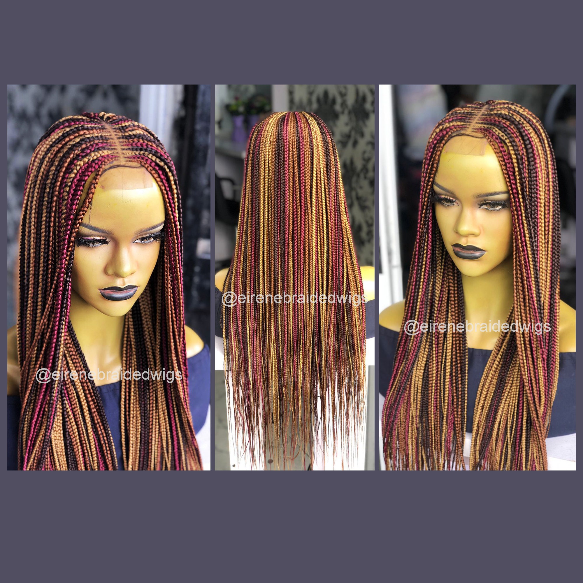 Fulani Conrow Braided Wig for Black Women, Ghana Weaving Box Braids Wig ...