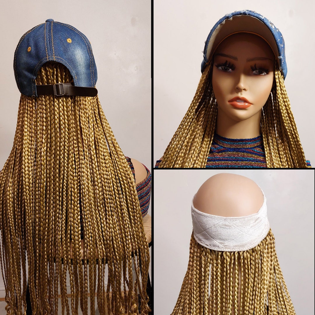 Braided Hat Wig for Black Women Braid Wig Band Braids Hat - Etsy